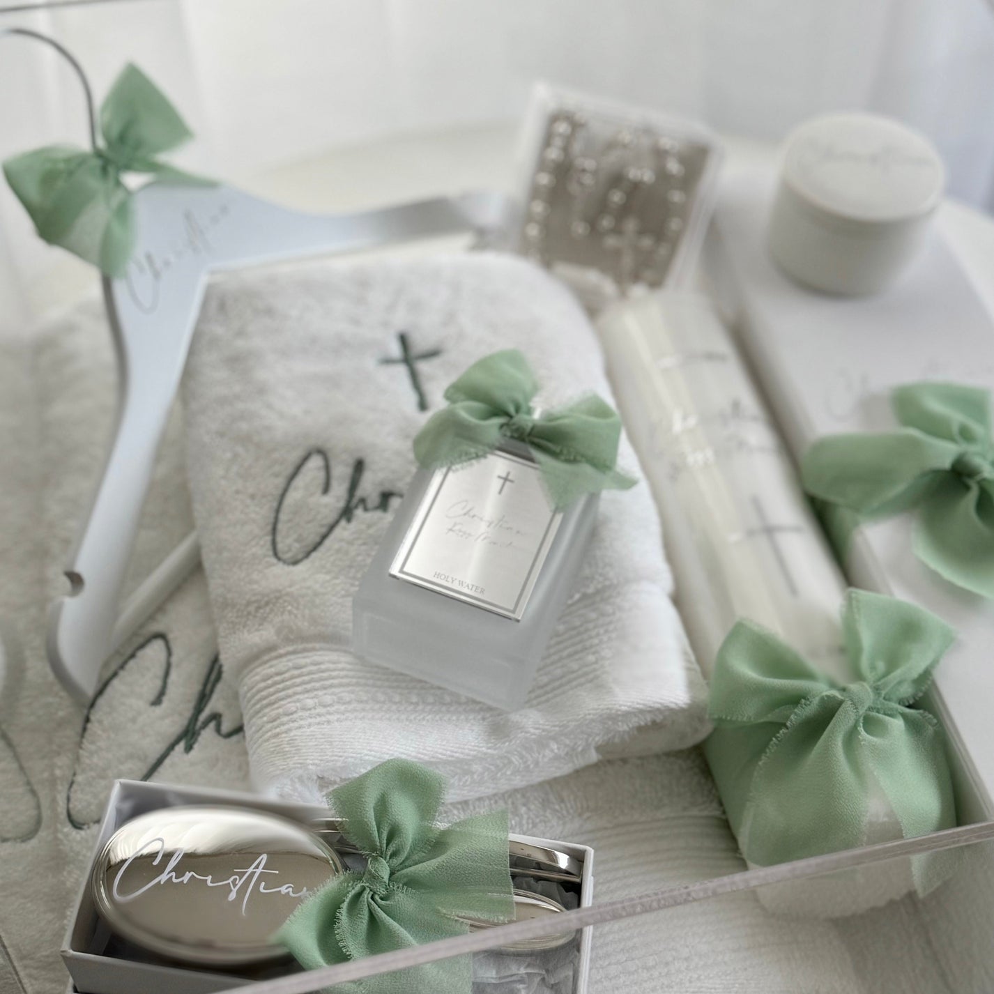 Luxury Catholic Christening Box Package with Personalised Acrylic Box ...