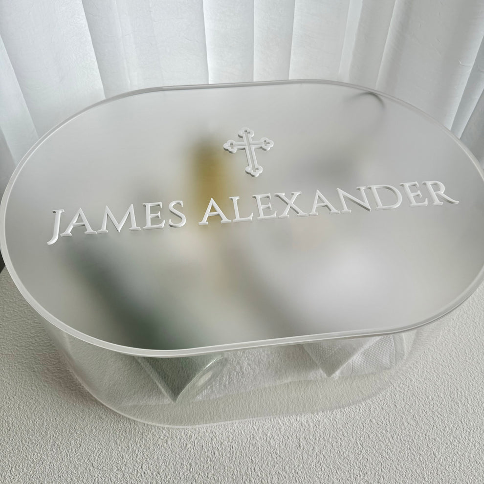 Oval Acrylic Christening Box - Clear or Frosted Lid – All Things ...