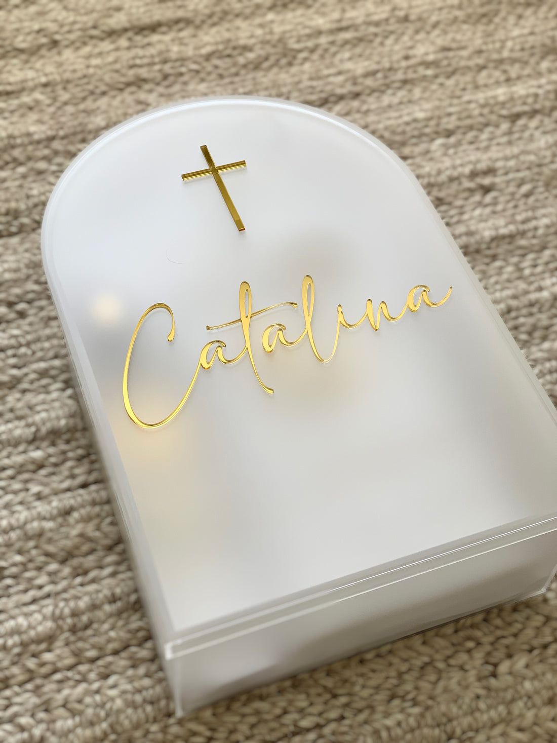 Frosted Arch Acrylic Christening Box – All Things Christenings