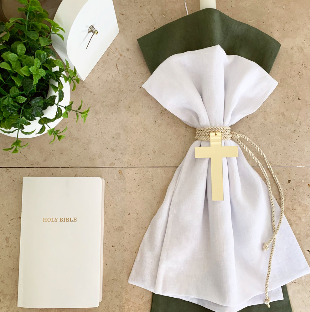 Orthodox Christening Candle (Lambatha) - Linen – All Things Christenings